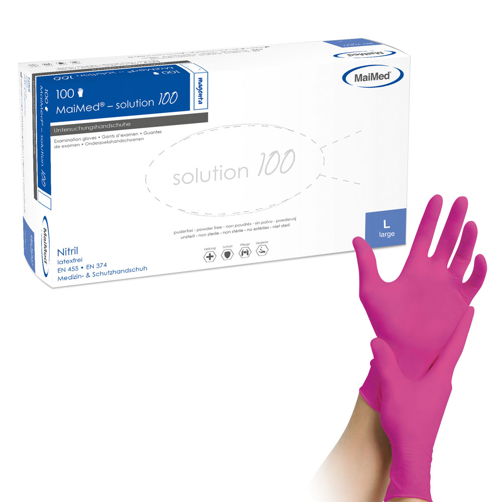 Nitril-Einmalhandschuhe, magenta, Größe L, 100 Stück, latexfrei ...
